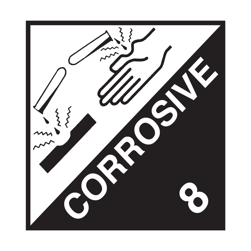 Corrosive 8 250mm (polyprop perm) 50 Labels Per Roll – PDQ Label ...