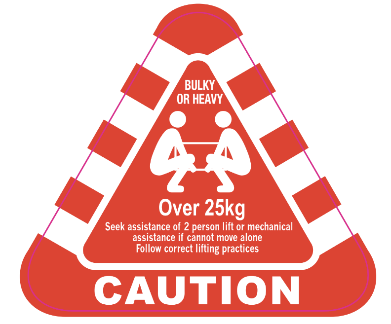 Weight Labels, CAUTION Over 25kg – PDQ Label Printing Company